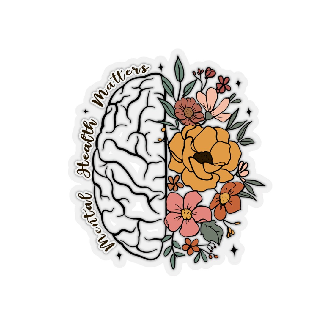 Mental Health Matters, Water Bottle Sticker, Floral, Mental Health ...