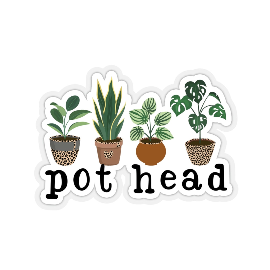 Pot Head, Plant Lover, Water Bottle Sticker, Funny Stickers - Etsy