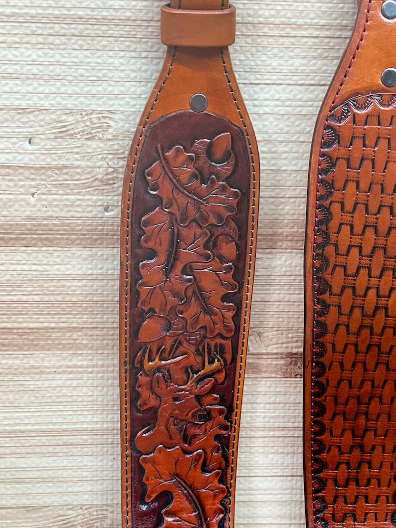 Hand-tooled Leather Rifle Sling - Etsy