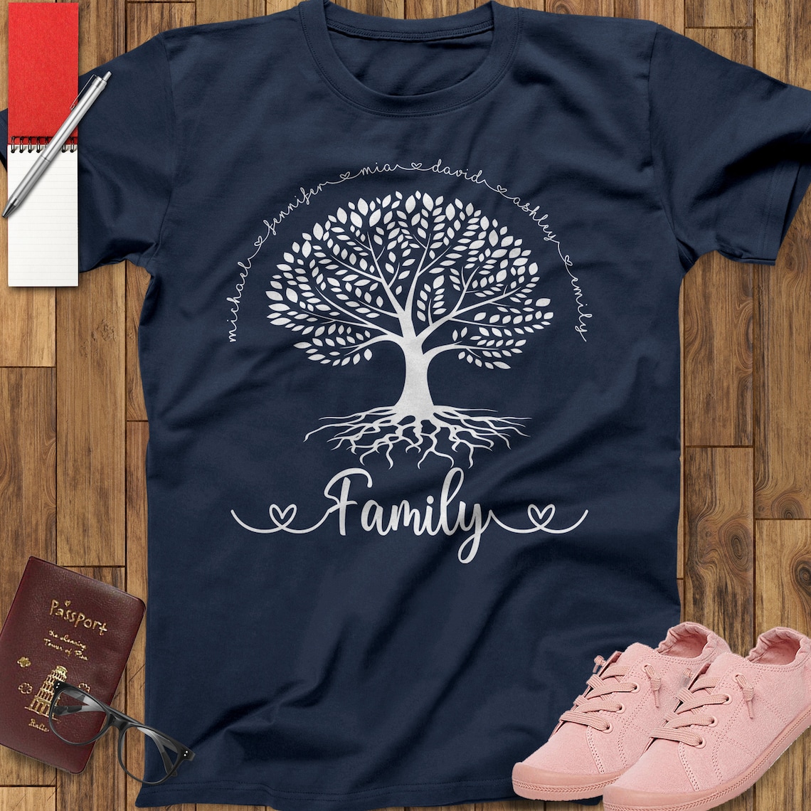 Custom Grandpa or Grandma Family Tree With All Grandkids Names T-shirt ...