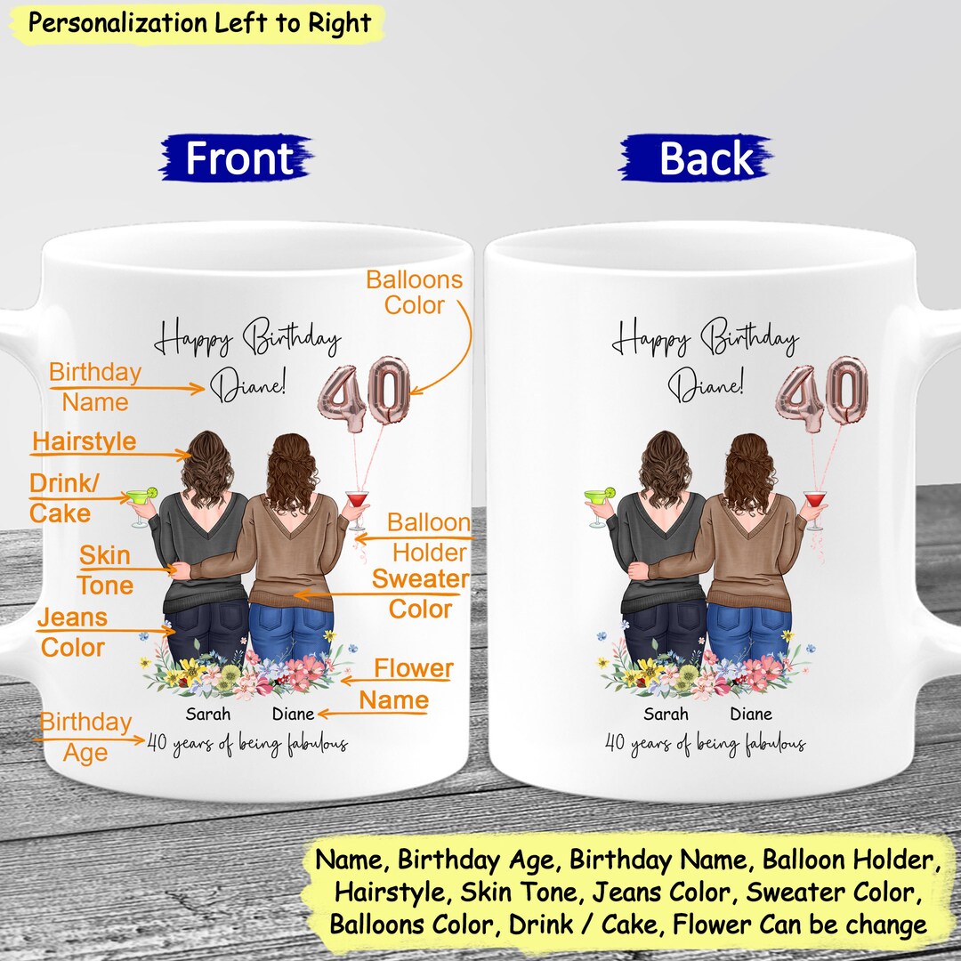 30th 40th 50th Best Friend Birthday Gifts Personalised Mug, Best Friend ...