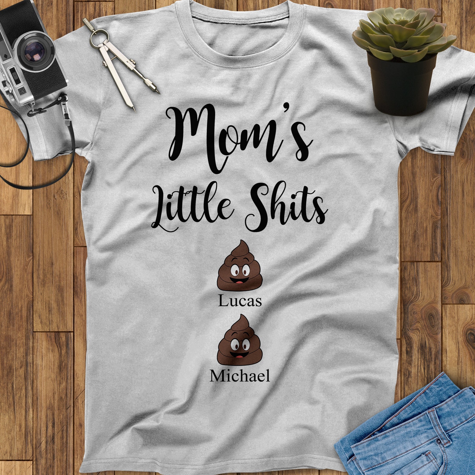 Personalized Children's Name Mom's Little Shits T - Etsy