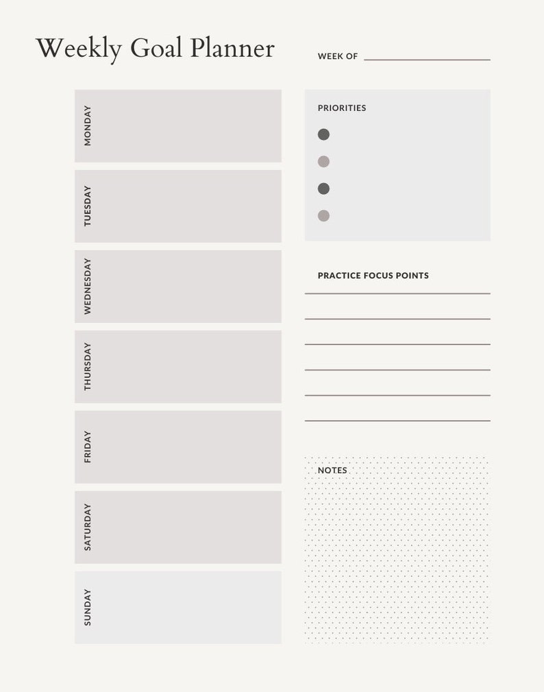 Music Practice Planner Printable | Musician Journal | Piano Violin ...