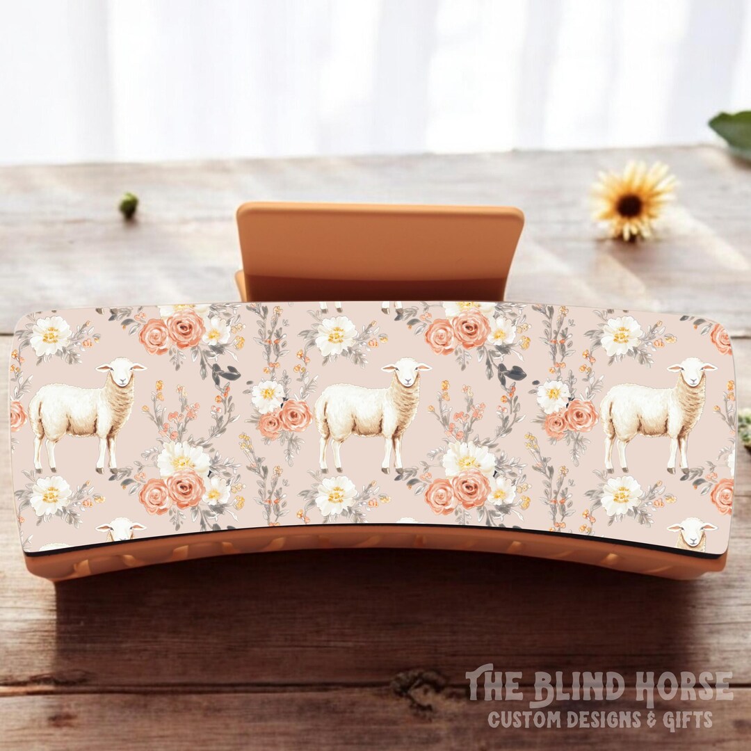 Sheep Hair Clip, Cute Sheep Accessories, Farm Claw Clip, Flowers and ...