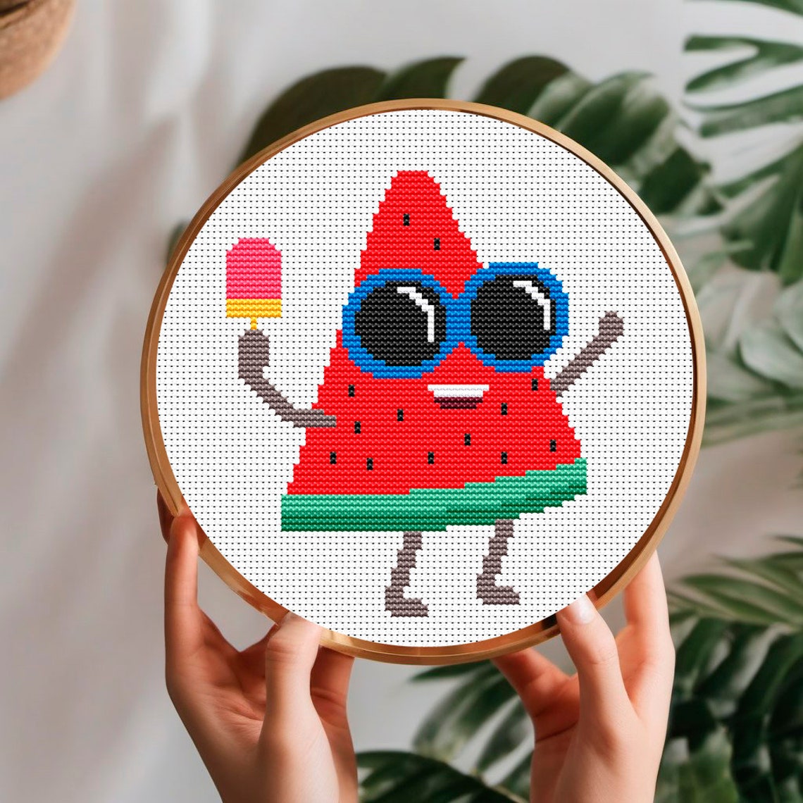 Watermelon Cross Stitch Pattern, Summer Cross Stitch PDF, Funny Cross ...