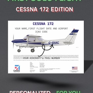 Personalized Cessna 172 First Flight Poster: Aviation Decor (digital ...