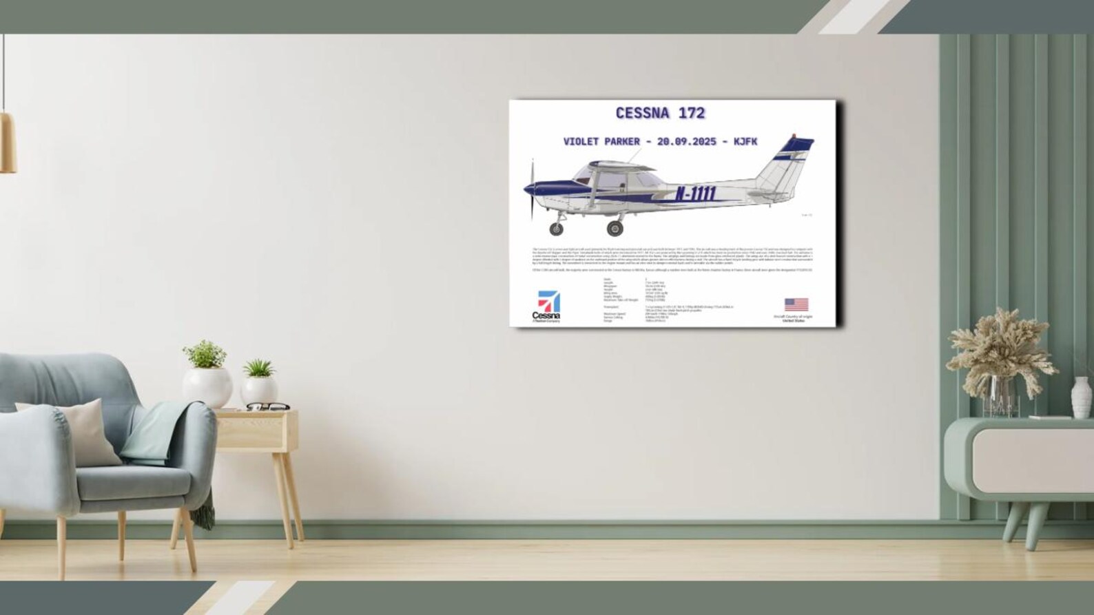 Personalized Cessna 172 First Flight Poster: Aviation Decor (digital ...