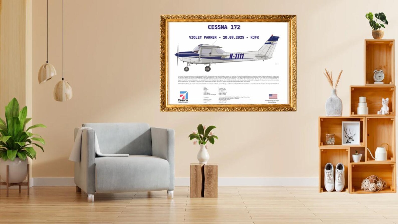 Personalized Cessna 172 First Flight Poster: Aviation Decor (digital ...