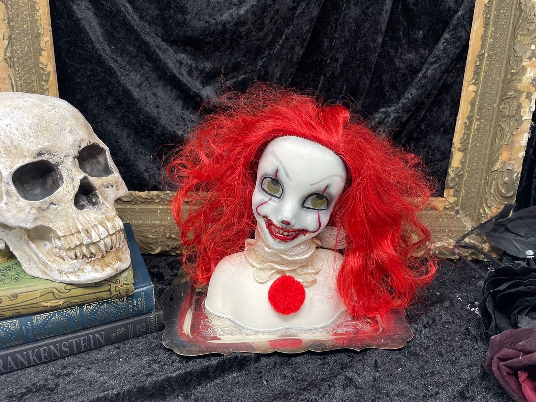 Ariel as Pennywise Styling Head on Vintage Silver Plate - Etsy