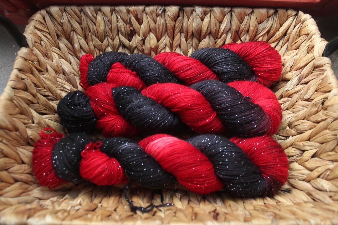 Sock Yarn glitter Shade red Zora, - Etsy