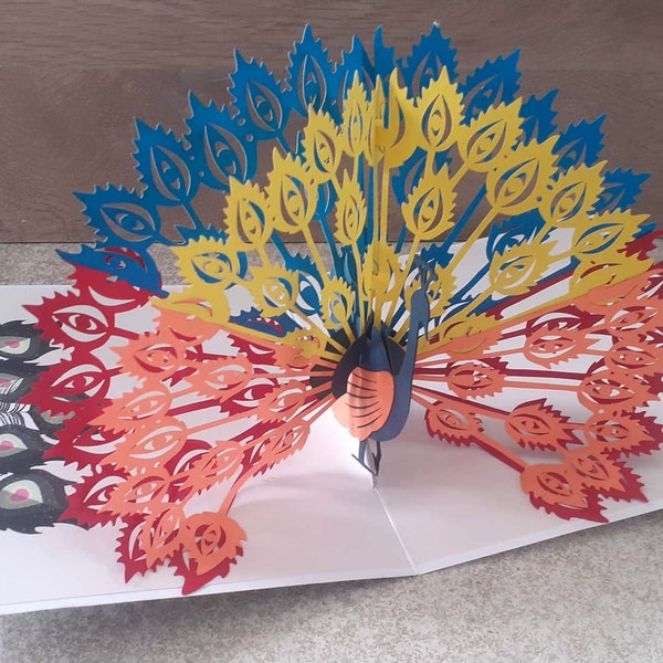 Peacock Pop up Card - Etsy