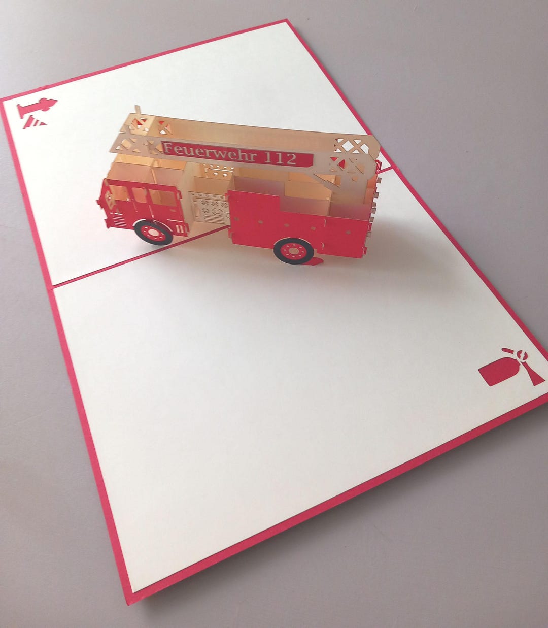 3D Pop up Fire Truck Card With Your Free Message - Etsy