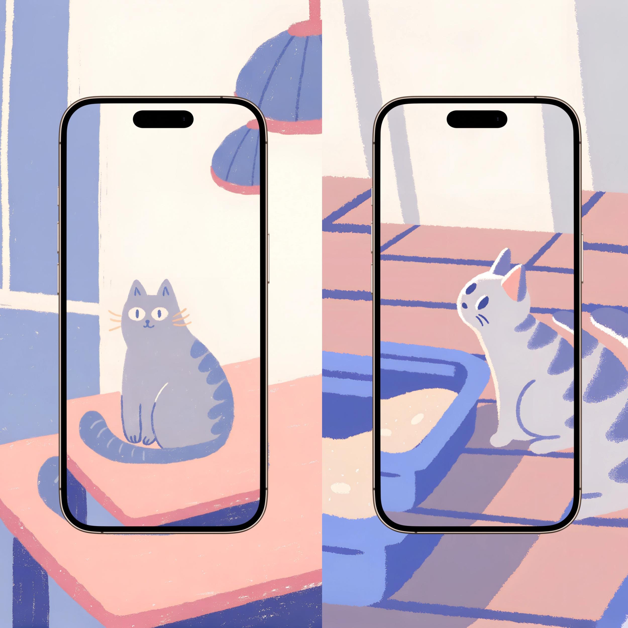 10 Adorable Daily Cat-themed Digital Phone Wallpaper Packs Hand-drawn ...