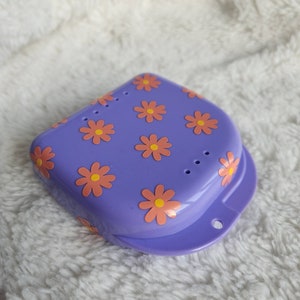 Invisalign Retainer Aligner Case With Mirror Cute Design Purple Flowers ...