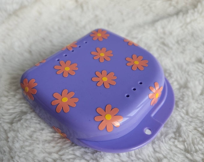 Invisalign Retainer Aligner Case With Mirror Cute Design Purple Flowers ...