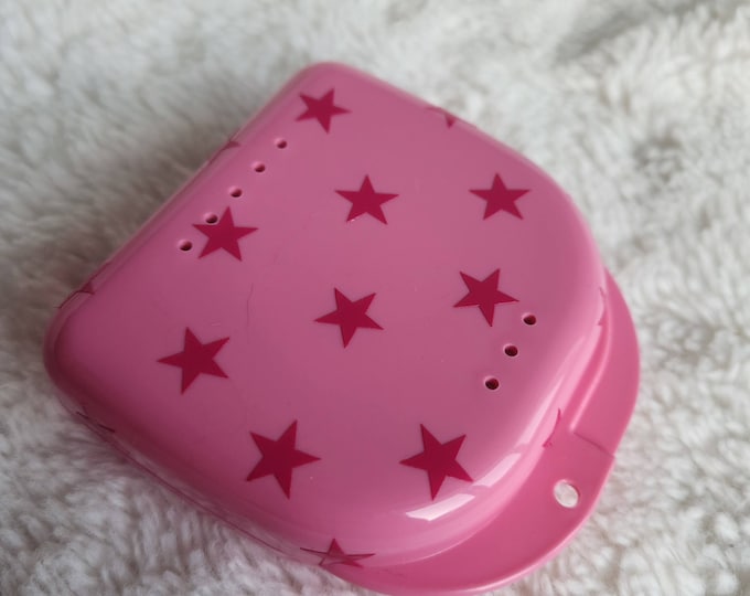 Invisalign Retainer Aligner Pink Case With Mirror Cute Stars Design ...