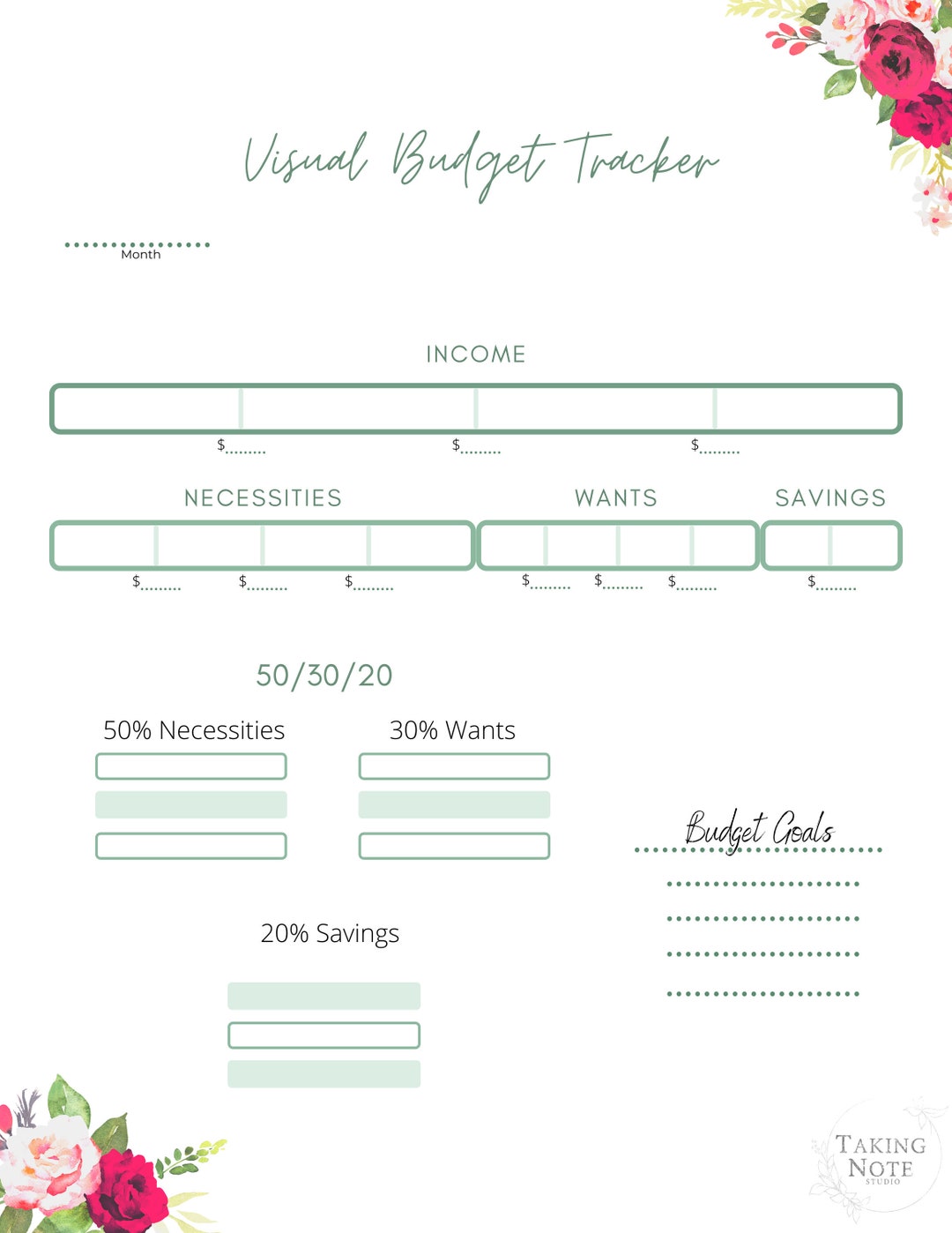 Visual Budget Tracker, Budget, Cute Printables, Cottagecore, Printable ...