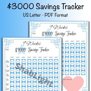 9 Weeks, 3000 Dollars Savings Tracker | Budget Management | Easy Fun ...