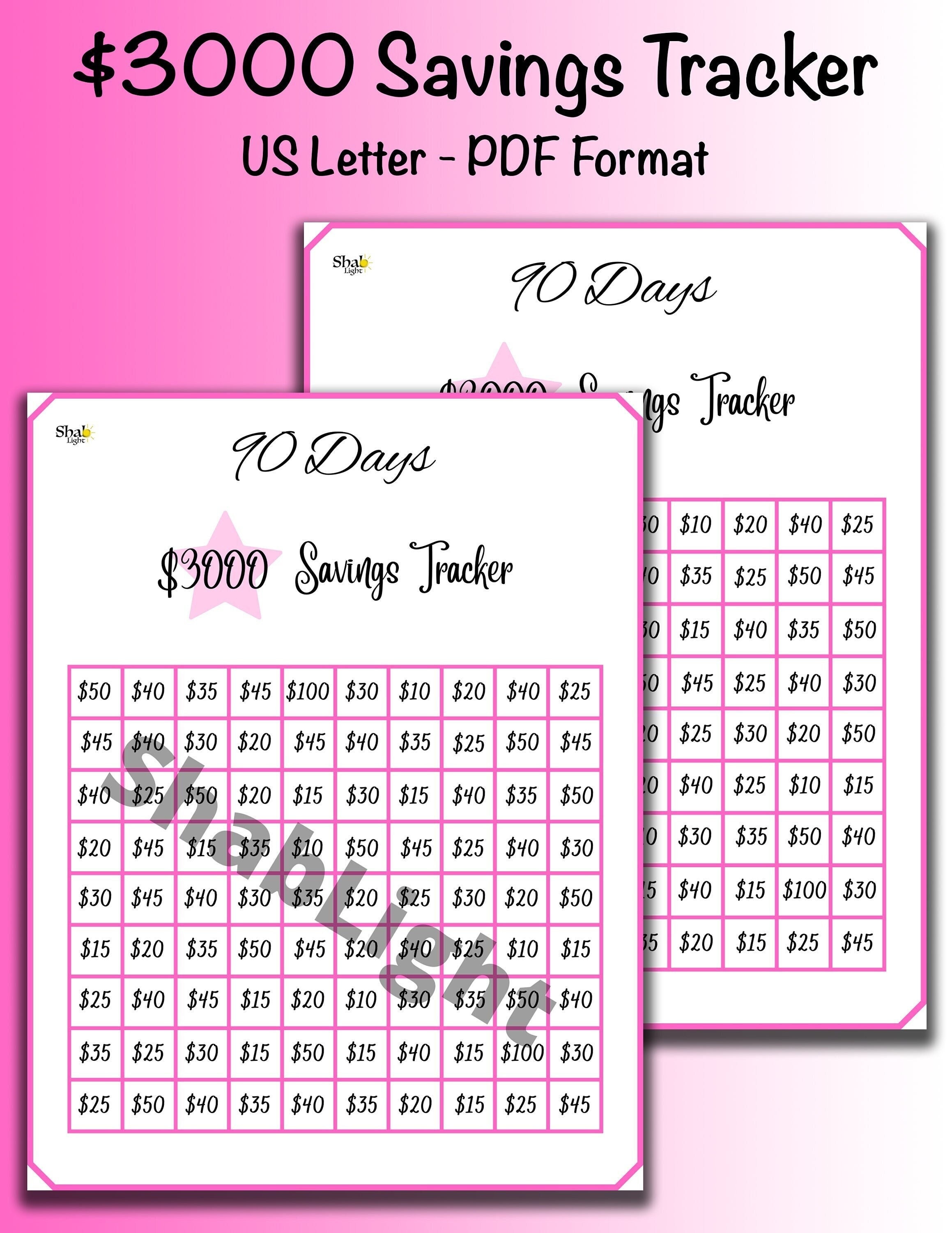 90 Days, 3000 Dollars Savings Tracker | Budget Management | Easy Fun ...