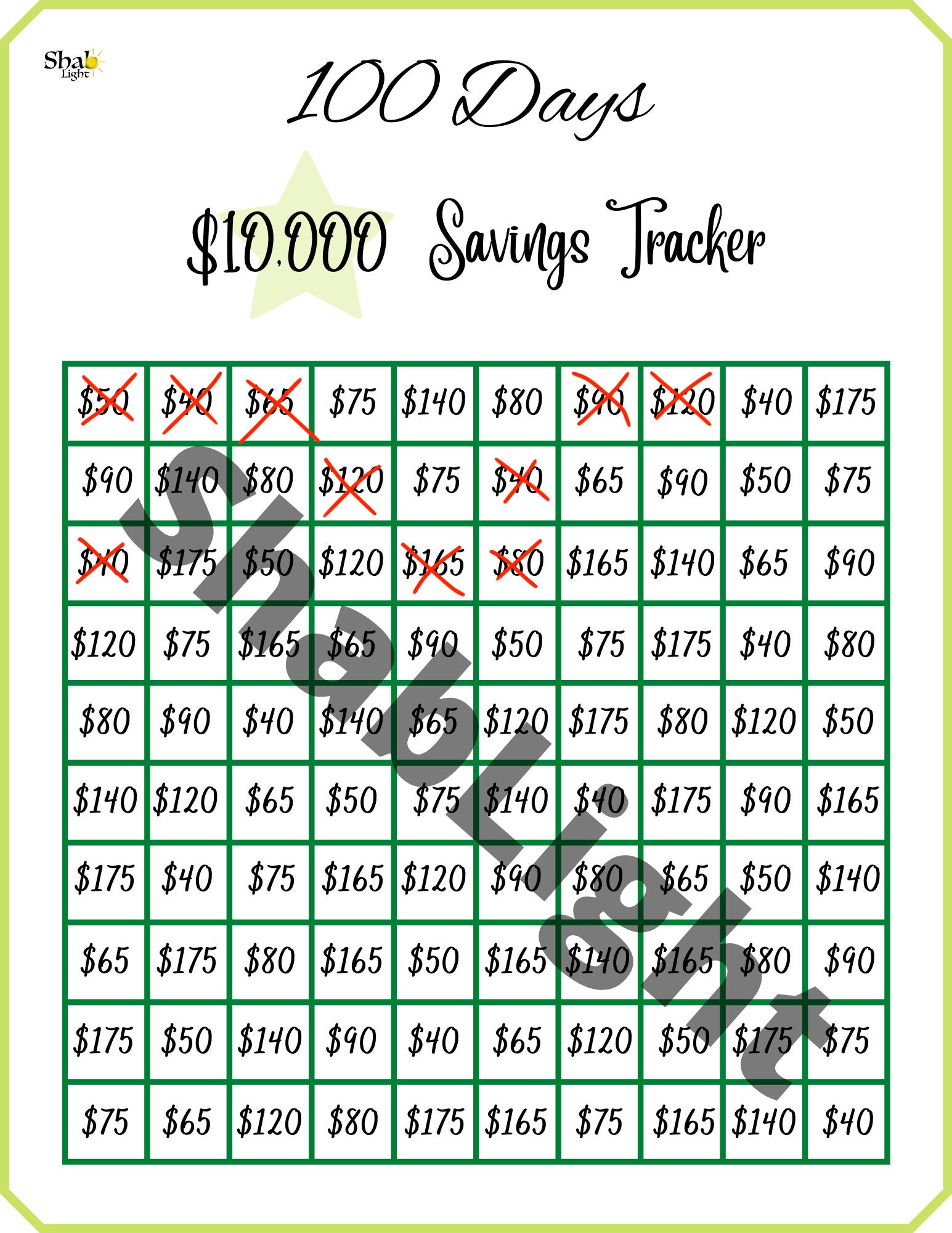100 Days, 10,000 Dollars Savings Tracker | Budget Management | Easy Fun ...