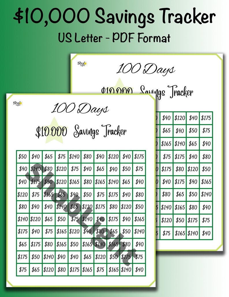 100 Days, 10,000 Dollars Savings Tracker | Budget Management | Easy Fun ...