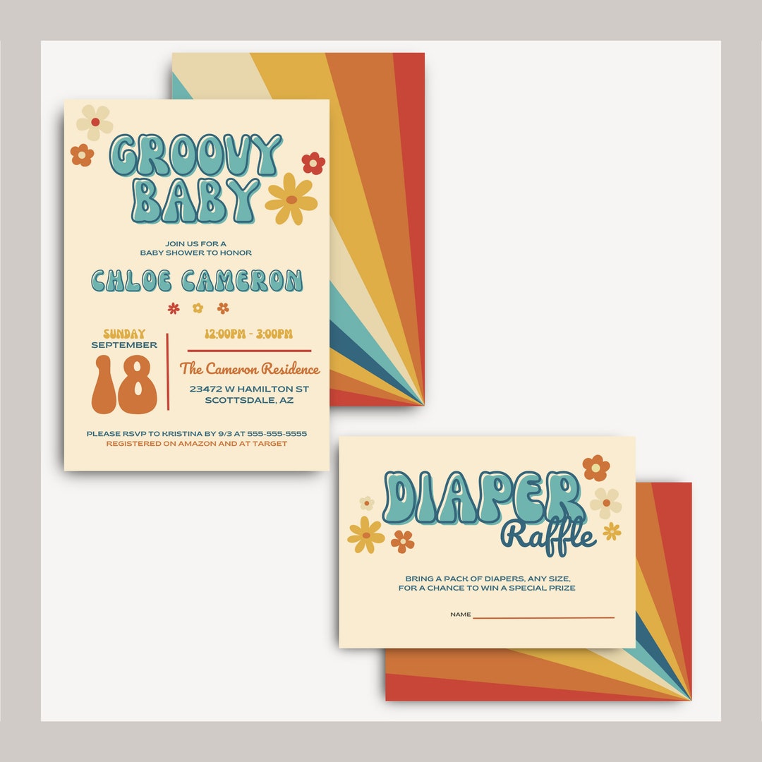 Blue Groovy Baby Shower Invitation *DIGITAL FILE* - Etsy