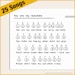25 Music Sheets Vol 1-3 Bundle | Color-coded, Numbered or Black and ...