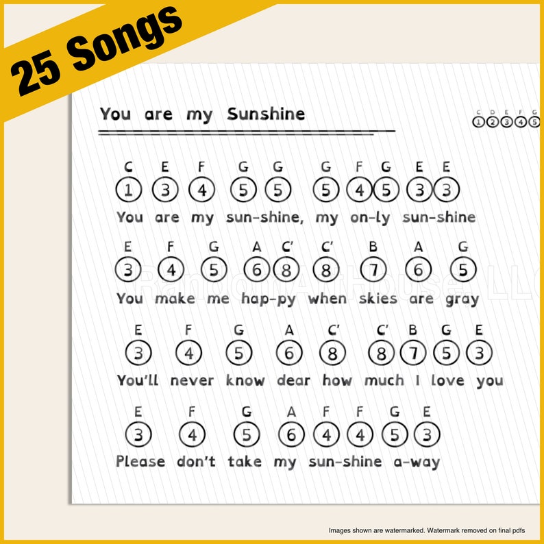 25 Music Sheets Vol 1-3 Bundle | Color-coded, Numbered or Black and ...