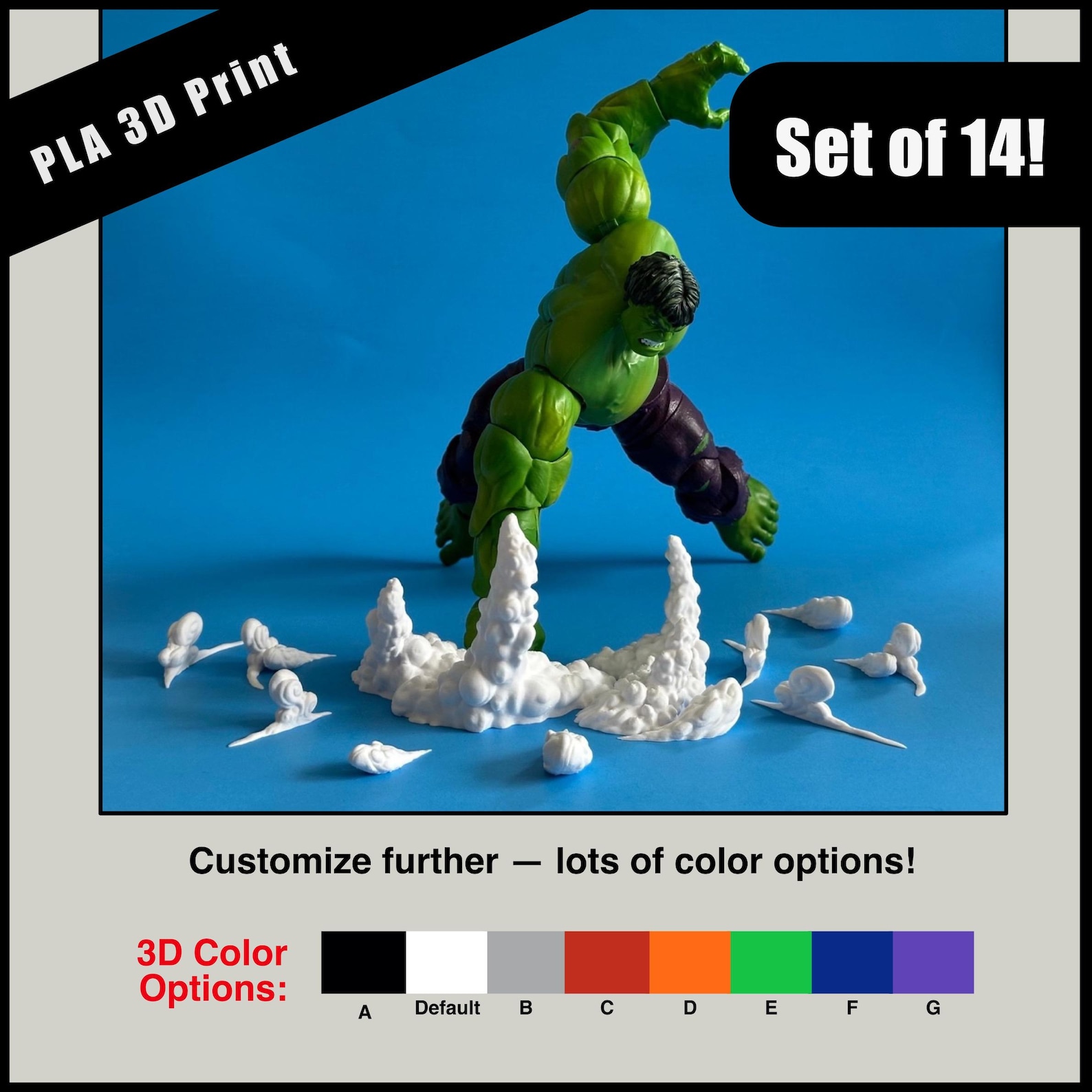 Action Figure/ Superhero Effects. Set of 14 – 3D Printed Cloud Smoke ...