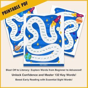 Sight Words Posters Printable | 132 Words | Space Themed | Pre-k ...