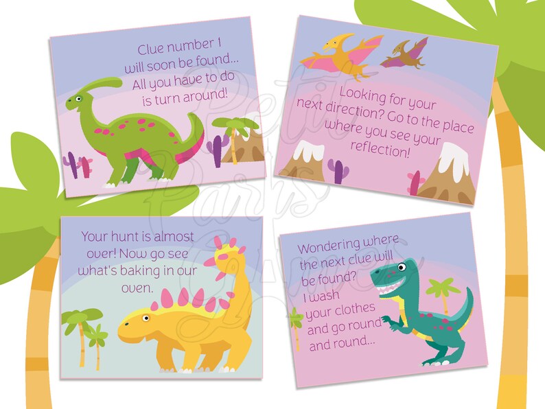 Dinosaur Scavenger Hunt, Dino Birthday Party Game, Treasure Hunt Clues ...