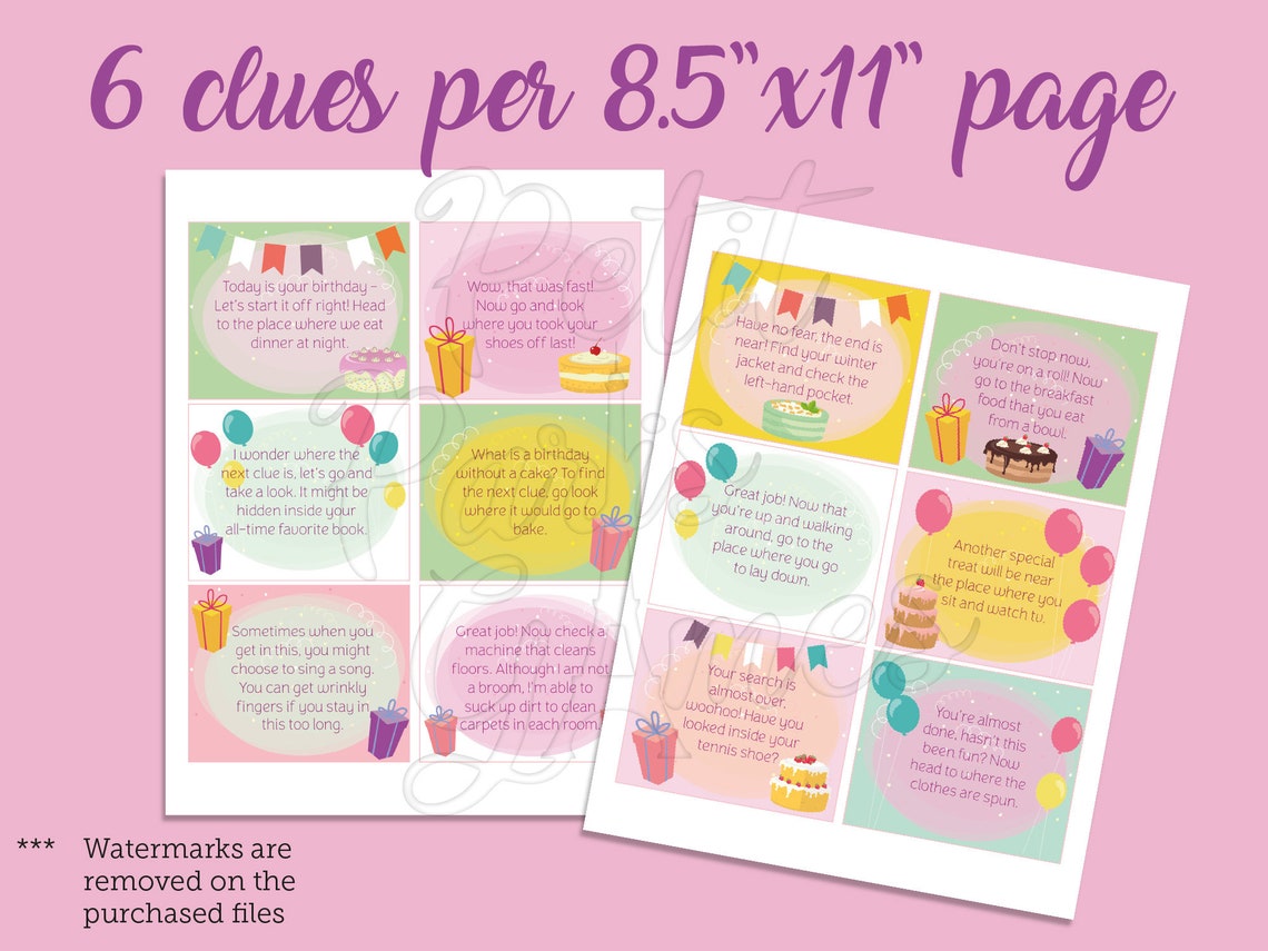 Birthday Scavenger Hunt, Birthday Treasure Hunt Clues, Kids Birthday ...