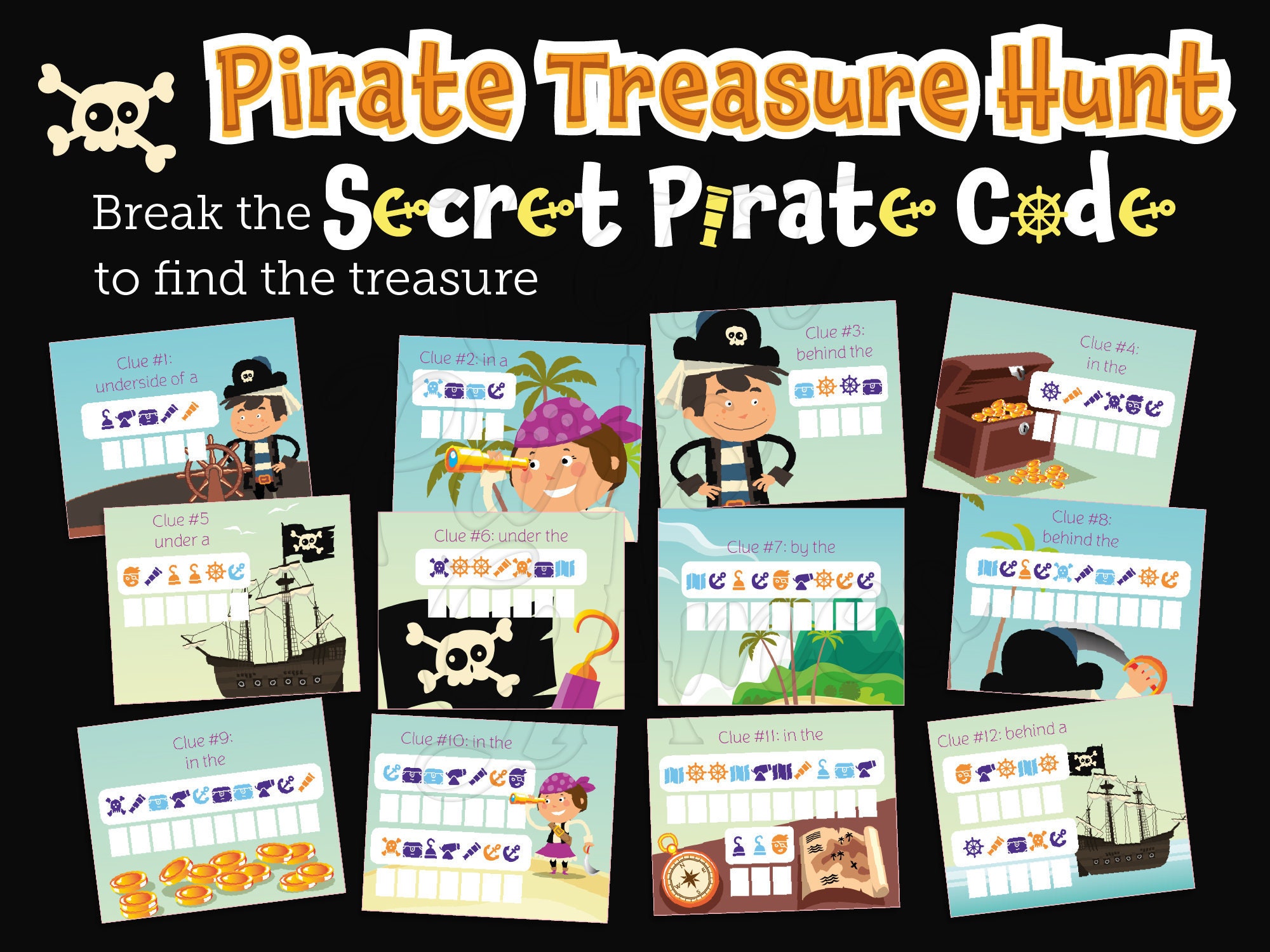 Pirate Treasure Hunt, Pirate Scavenger Hunt, Pirate Printables, Pirate ...