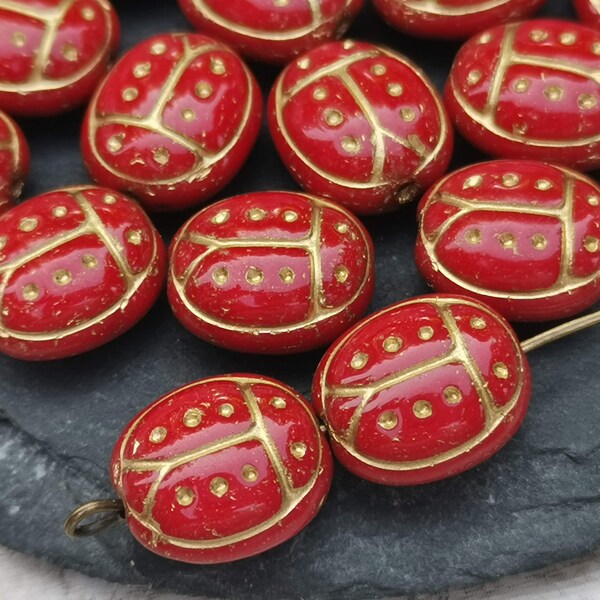 Ladybug Czech Beads - Etsy