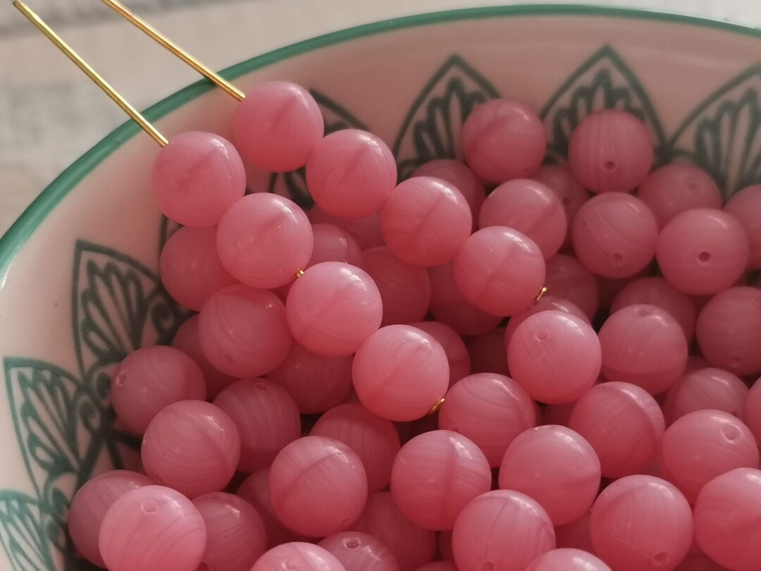 60 Czech Glass Round 8 Mm Beads - Marble Pink - Etsy