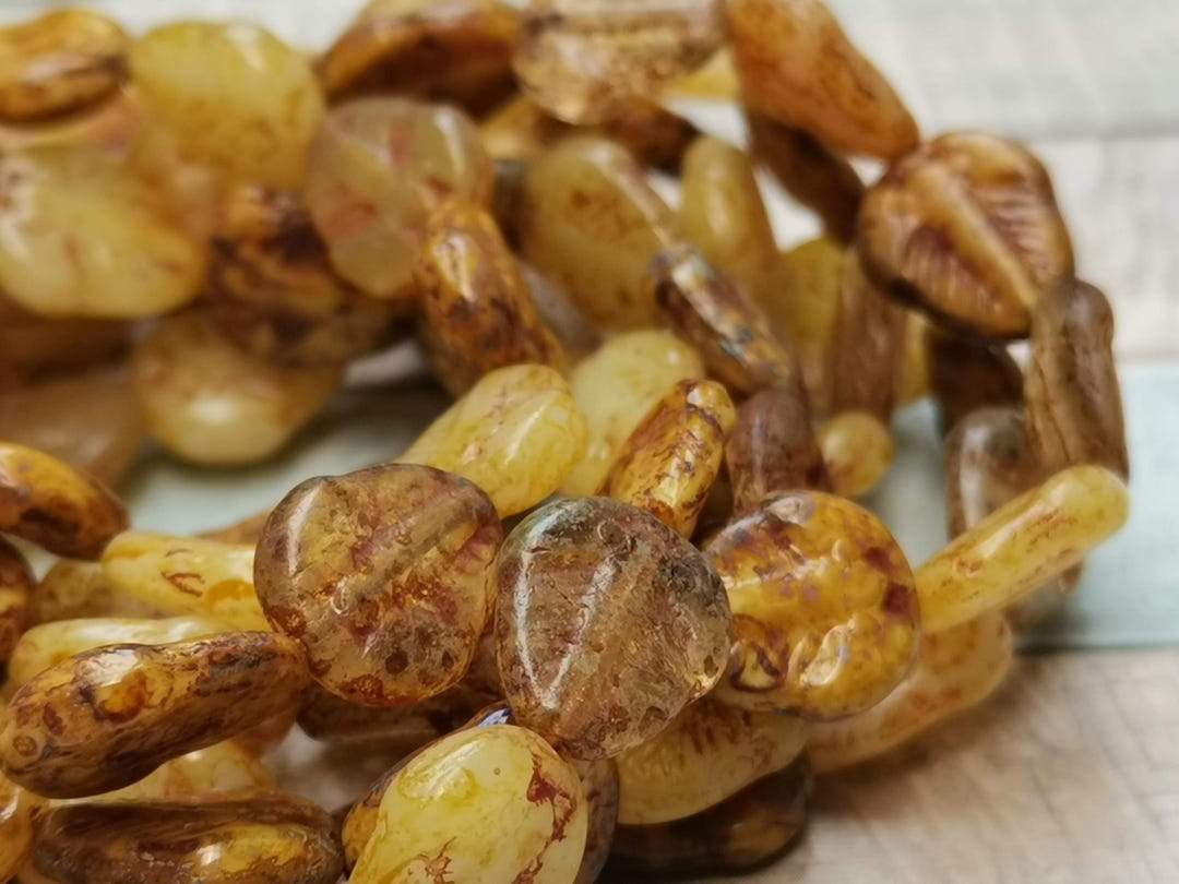 10 Czech Glass Trilobite Fossil Beads - Travertine Picasso Mix - 14x11 ...