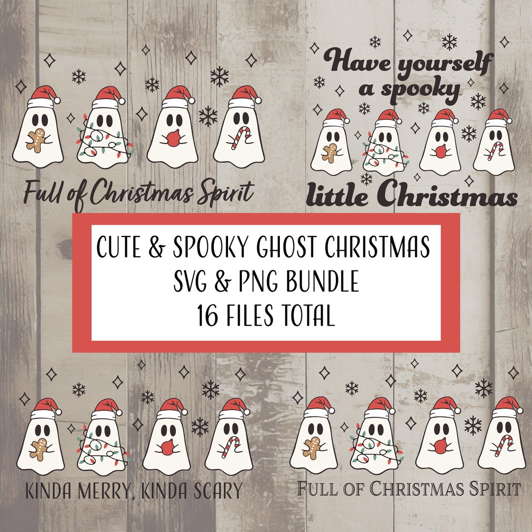 Spooky Christmas Ghost SVG & PNG Bundle: Holiday Craft Designs (digital ...