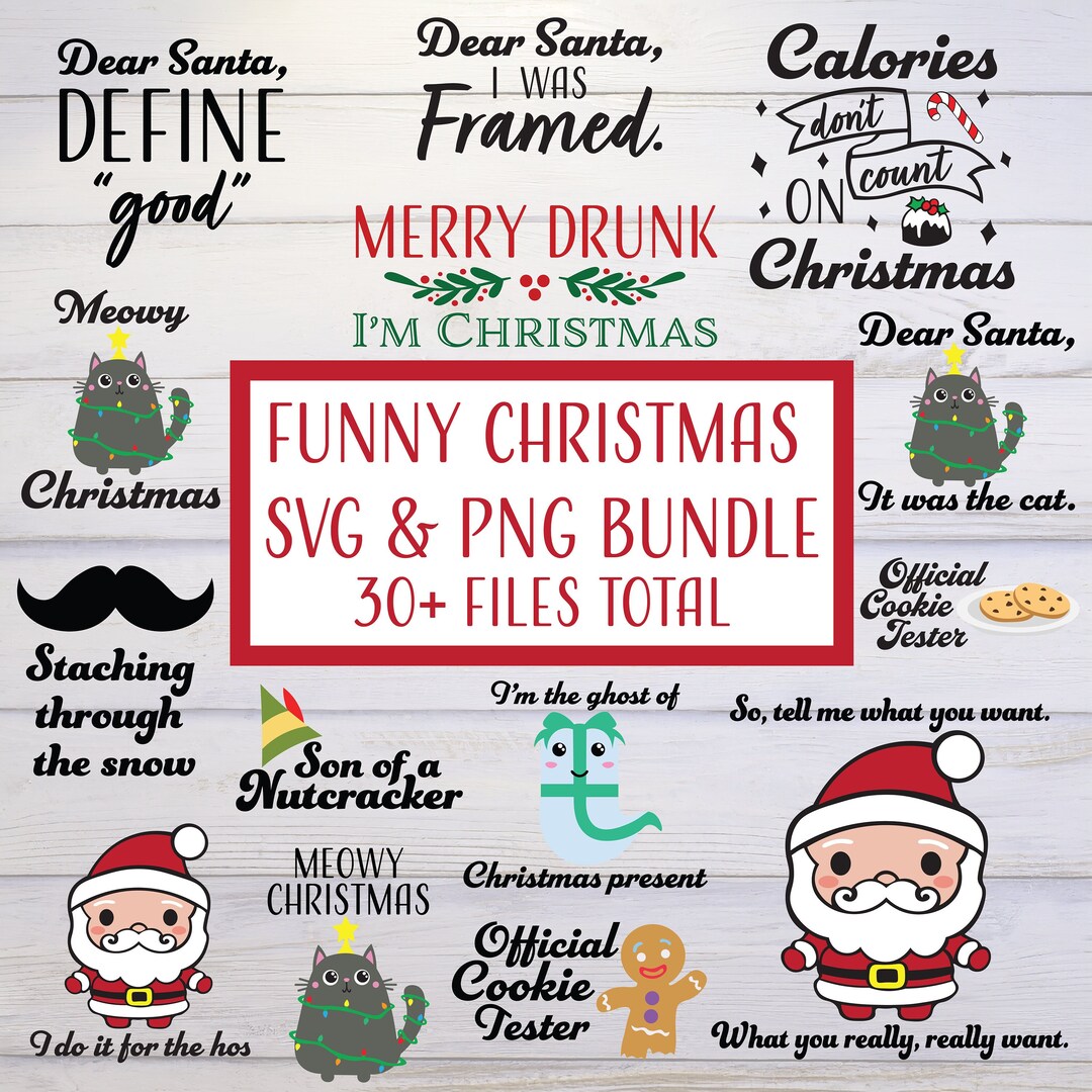 Cute and Funny Christmas SVG & PNG Bundle Pack - Etsy