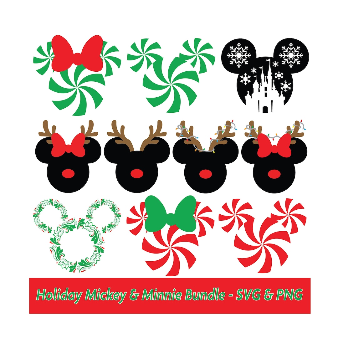 Holiday Mickey and Minnie Ear - SVG & PNG Bundle - Etsy