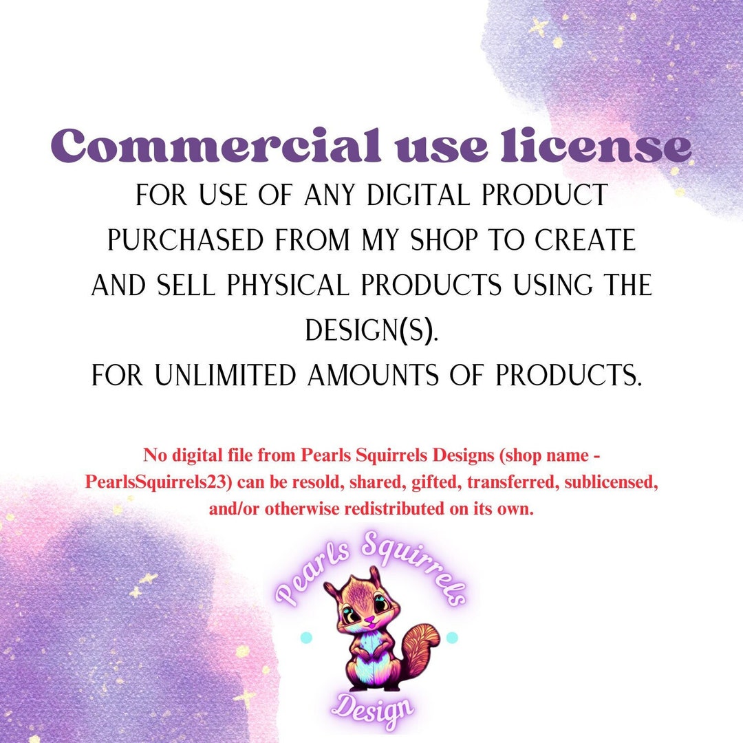 Commercial Use License - All Designs. Unlimited Number of Sales/units ...