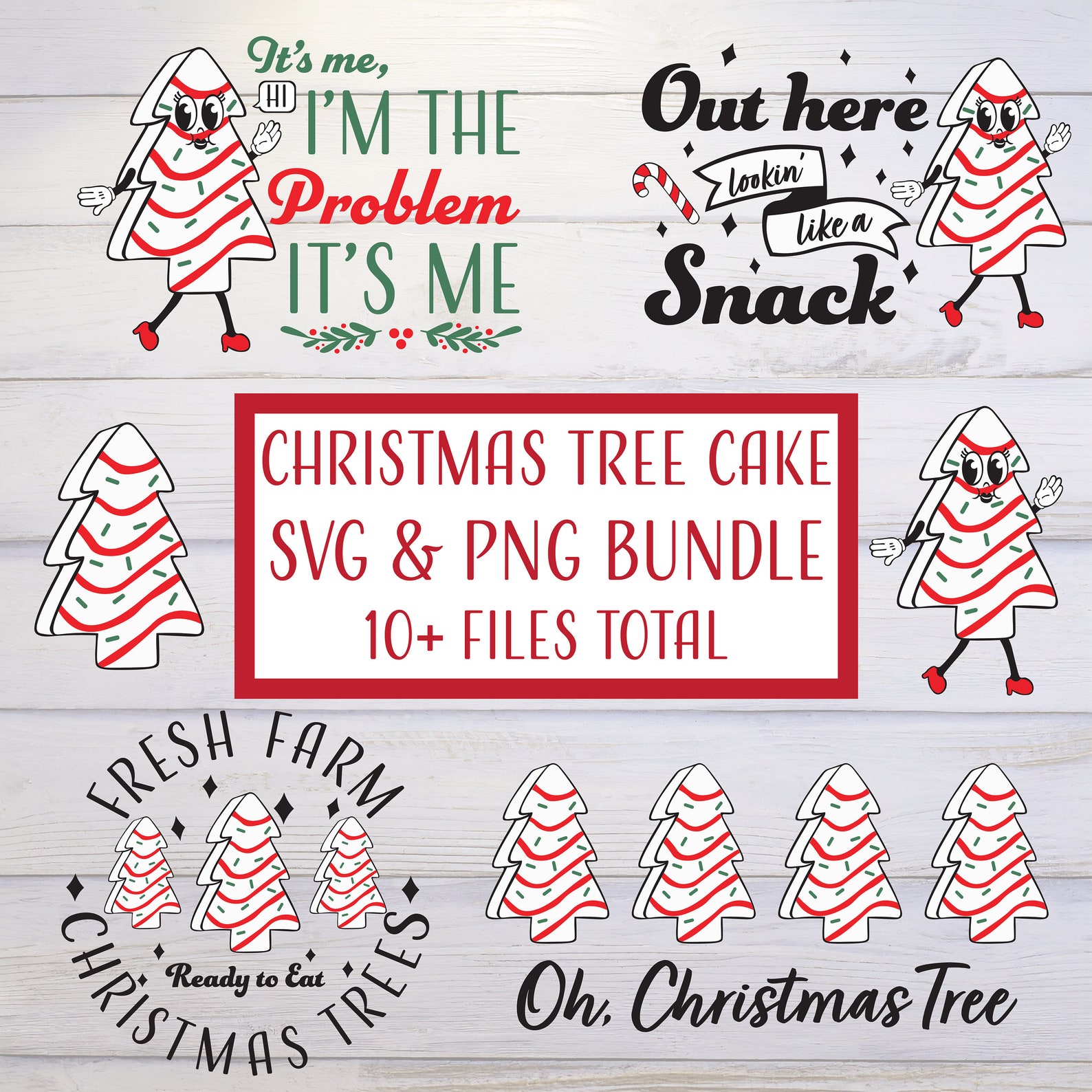 Christmas Tree Cake SVG & PNG Bundle Pack - Etsy