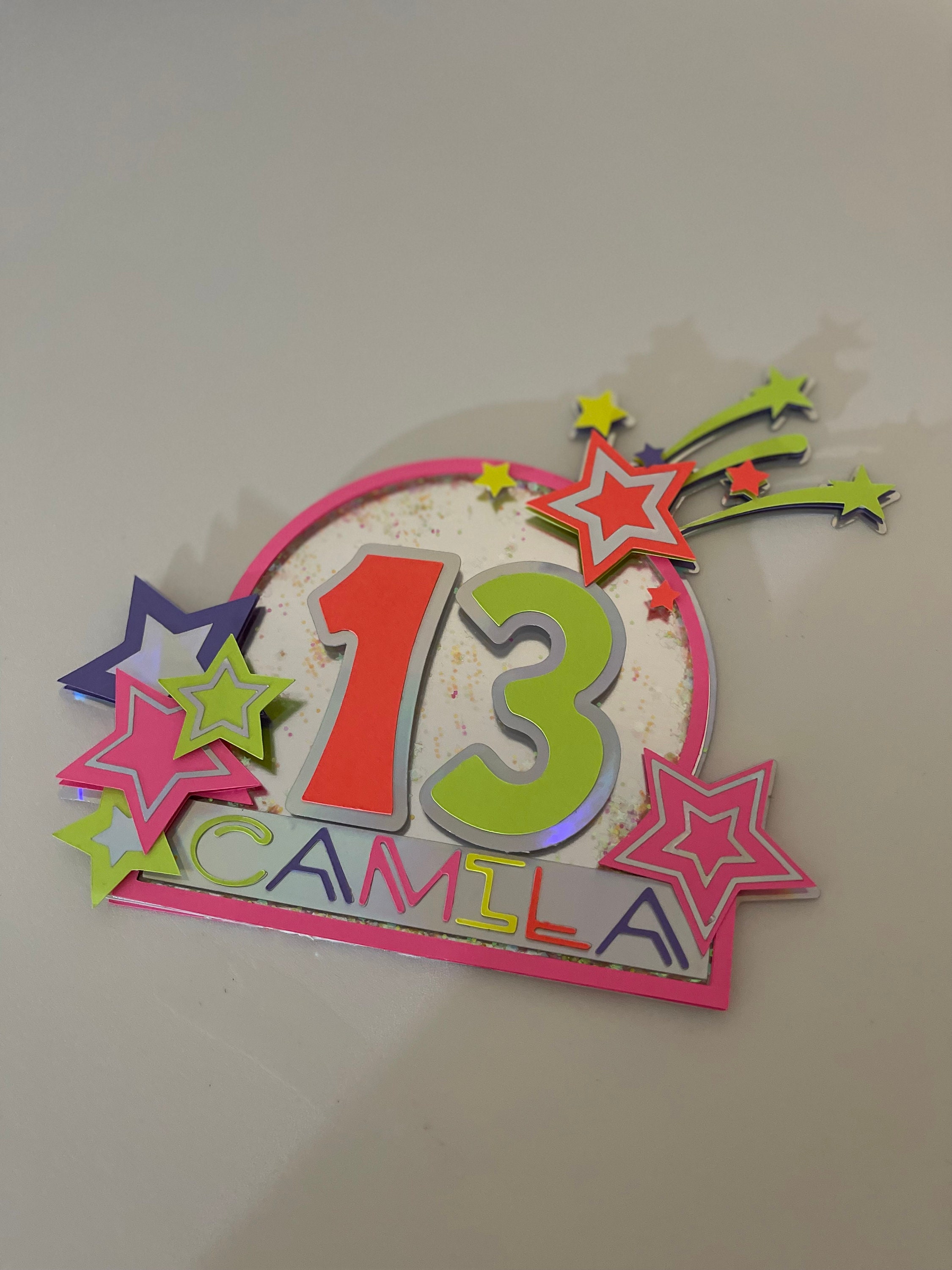 Cake Topper / Birthday / Neon Party / Personalized - Etsy