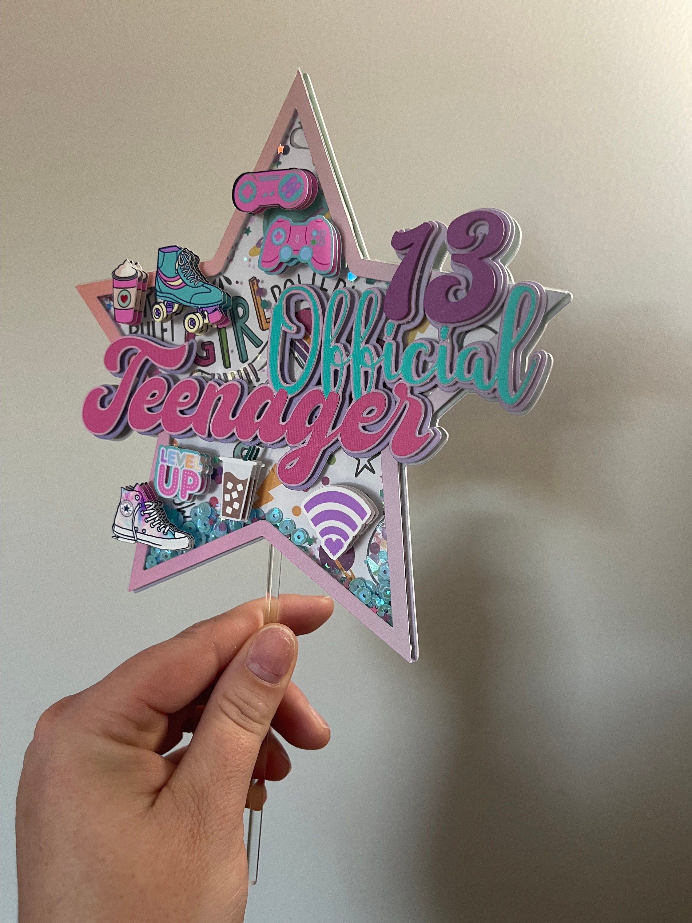 Cake Topper Shakers 3D / Stars / Birthday / Official Teenager - Etsy