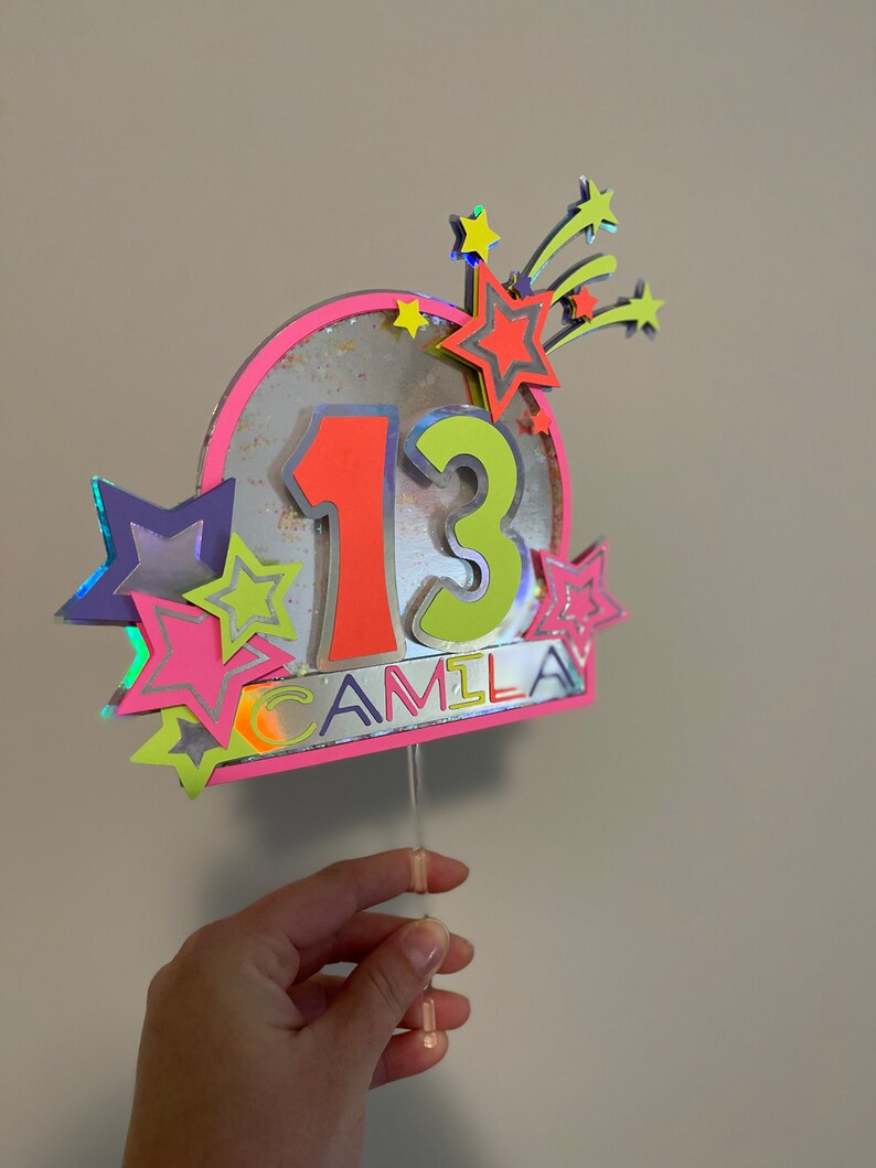 Cake Topper / Birthday / Neon Party / Personalized - Etsy