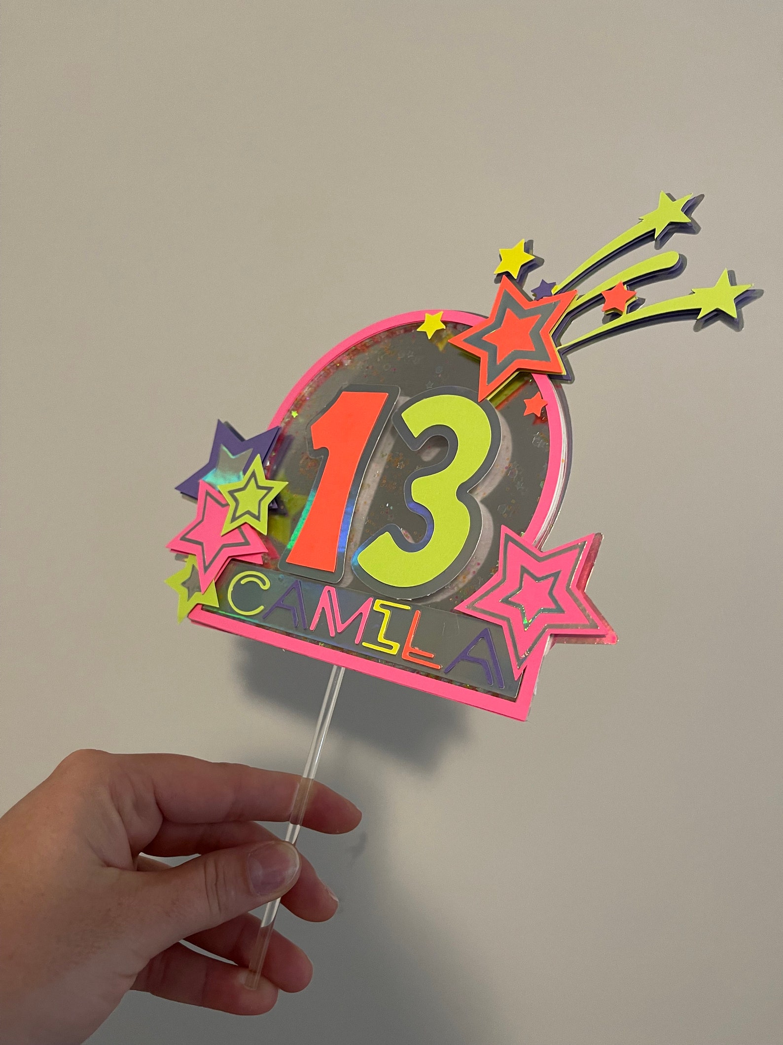 Cake Topper / Birthday / Neon Party / Personalized - Etsy