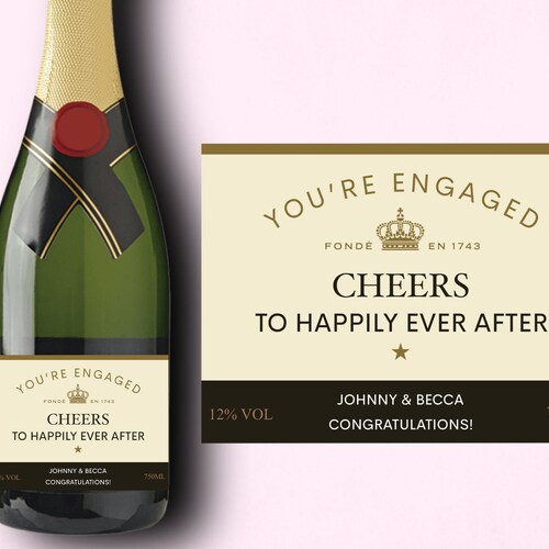 Custom Engagement Champagne Label Personalized Engagement - Etsy