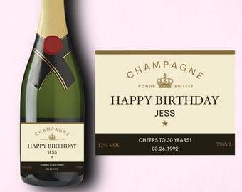 Birthday Champagne Label Champagne Bottle Labels Mini - Etsy