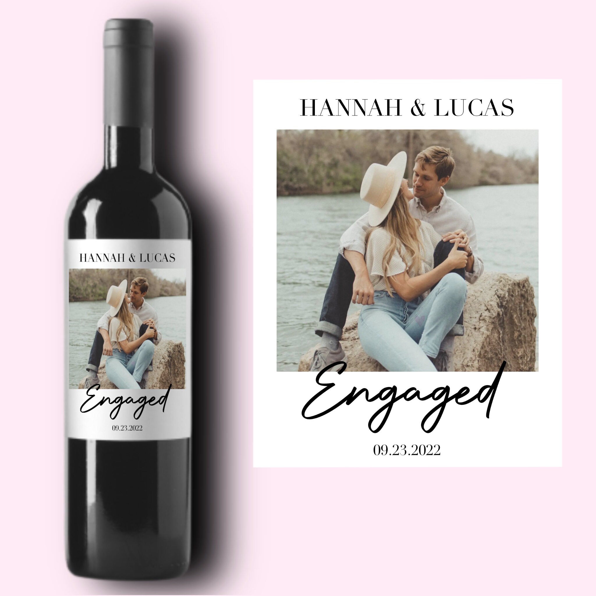 Custom Photo Engagement Wine Label Personalized Engagement - Etsy