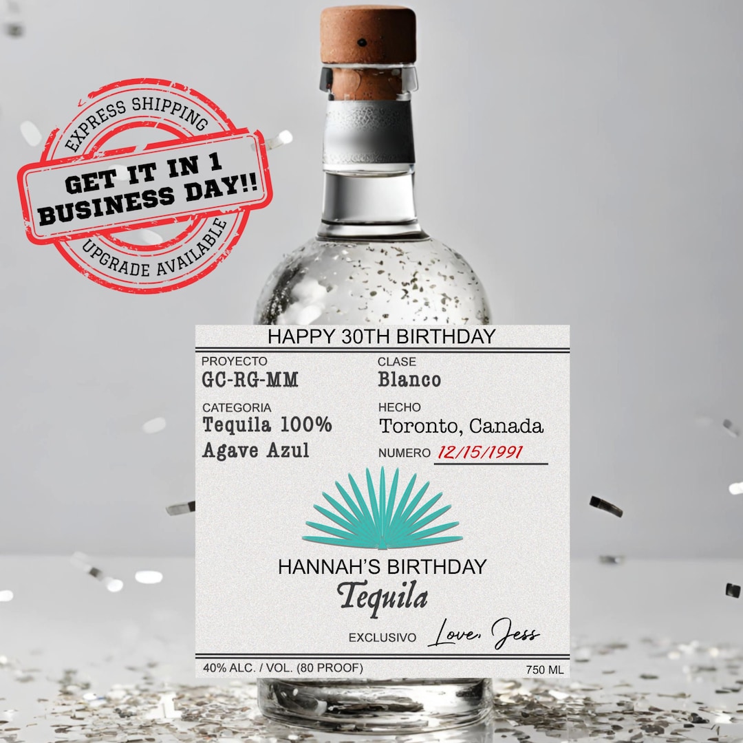 Custom Birthday Tequila Label * Personalized Birthday Gift * 30th ...