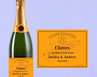 Custom Engagement Orange Champagne Label Personalized | Etsy